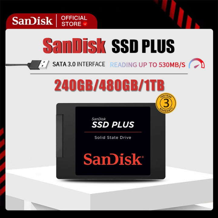 SanDisk SSD PLUS 2.5" 480GB 1TB SATA III Internal Solid State Drive (SSD) SDSSDA-480G-G26 ...