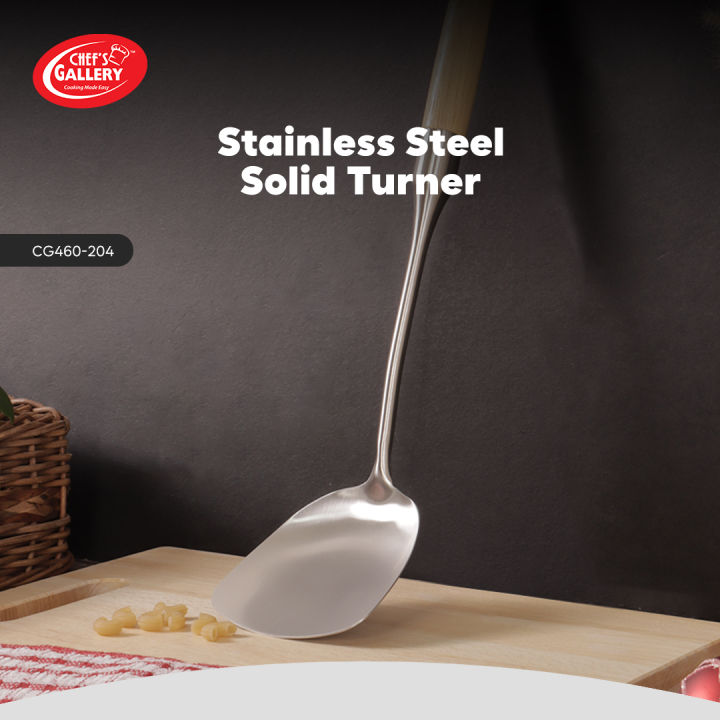 Chef's Gallery Inox Stainless Steel Solid Turner/Slotted Turner/ Soup ...