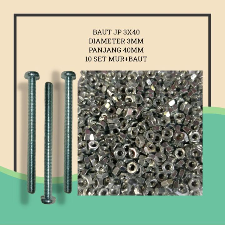 MUR BAUT JP 3x40 MM 10 SET GALVANIS 3 X 40 MM | Lazada Indonesia