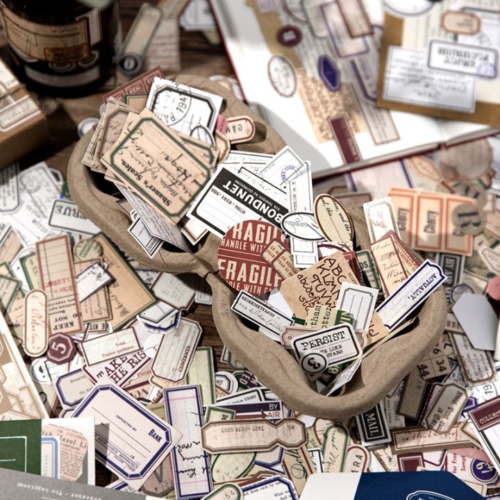 COONOTE 100 Unrepeated Patterns x 2pcs Vintage Ticket Label Stickers ...