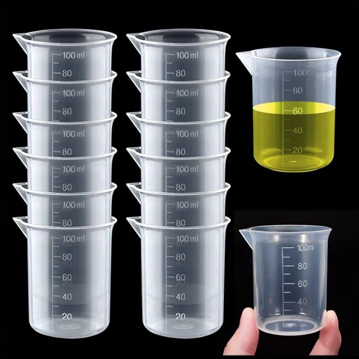 100ml Transparent Plastic Graduated Cylinder Measuring Cup Kitchen Lab ...