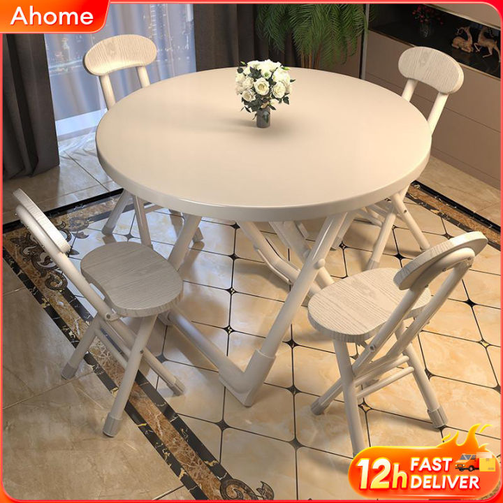 Home Simple Dining table Foldable Table Round Table set 4/6 seaters ...