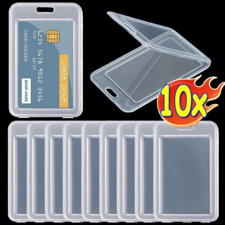 10Pcs Waterproof Transparent Card Cover Rigid Plastic Bus Card Holder ...