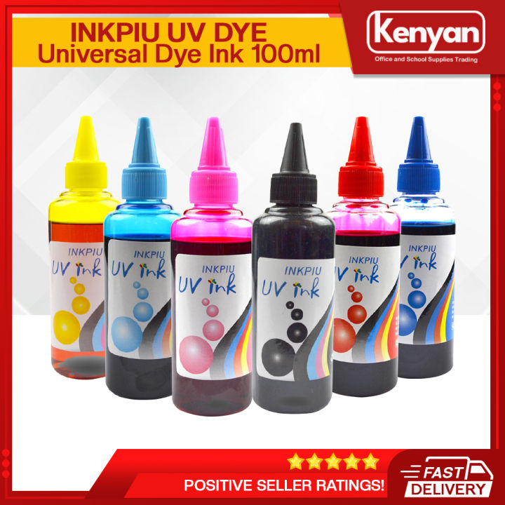 Inkpiu UV Dye Ink 100ML Pack for Universal Inkjet Printing C/M/Y/K/LC ...