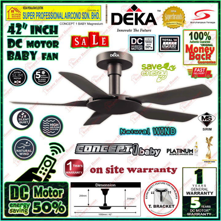 Deka Baby Fan CONCEPT 1 BABY (Magnesium) 42 inch 5 Blades DC Motor ...