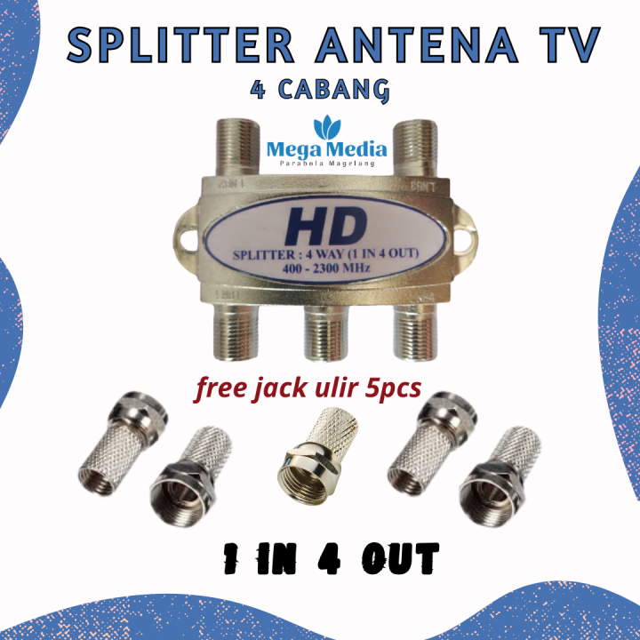 Splitter antena TV Digital cabang 4 CATV pembagi sinyal digital dari 1 antena ke 4tv | Lazada ...