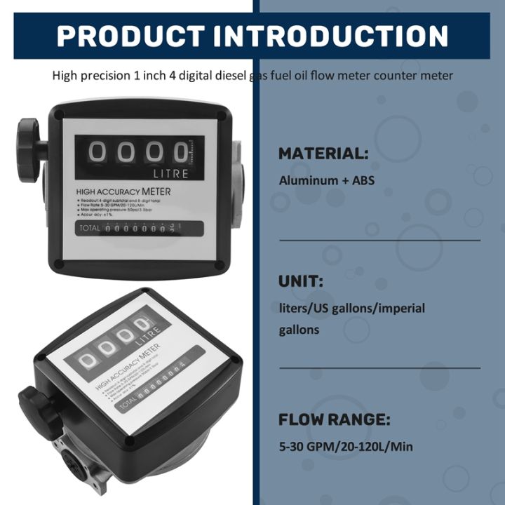 4-digit Batch Display Mechanical Fuel Flow Meter - 7-20 GPM For Diesel ...