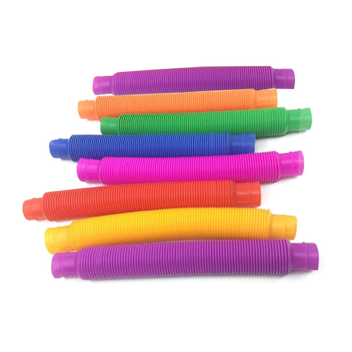 Stretchy Fun Tube 8-Pack Plastic Fidget Toy Students Stress Relief ...