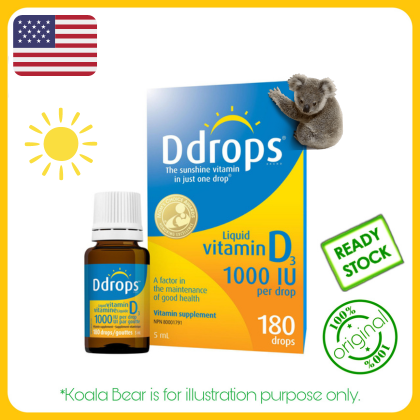 Ddrops Liquid Vitamin D3 1000IU per drop (5ml/180 drops) EXP: March ...