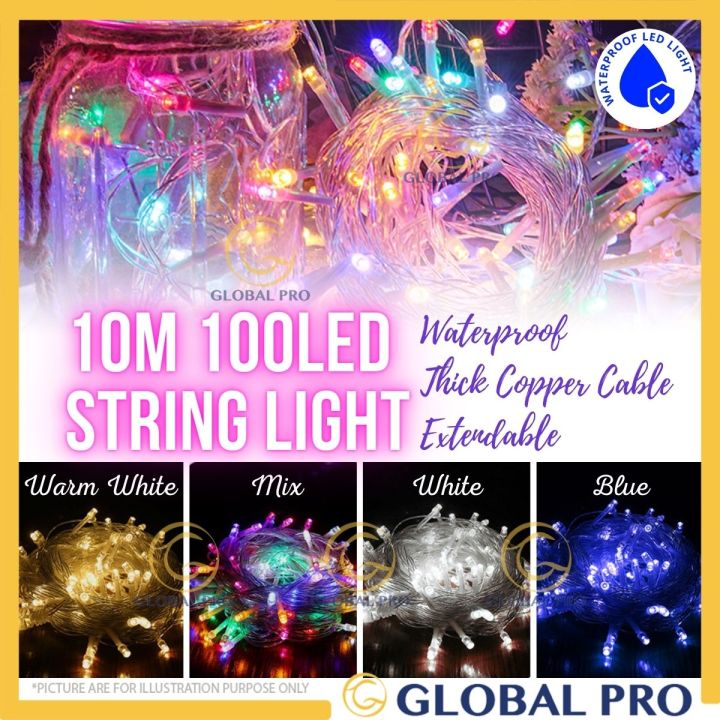 (COPPER CABLE) 10MTR 100L 8 Modes LED String Light Lampu Raya Lip Lap ...