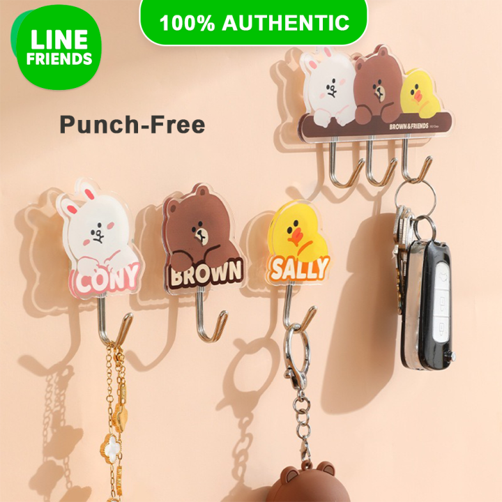 100% Authentic Line Friends Punch-Free Self Adhesive Hooks Acrylic ...