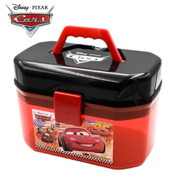 Original Pixar Cars 2 3 Lightning Mcqueen Portable Storage Box Double ...