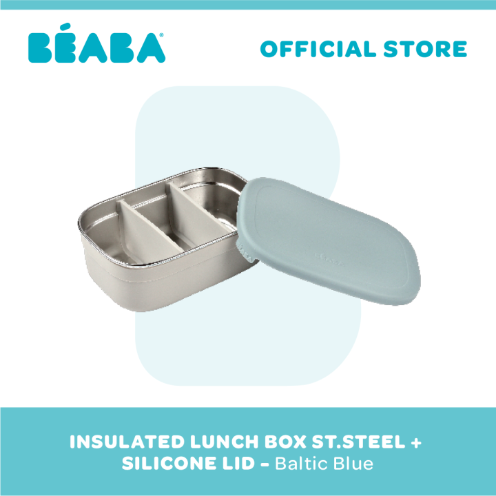 Beaba Insulated Lunch Box Stainless Steel + Silicone Lid (Baltic Blue ...