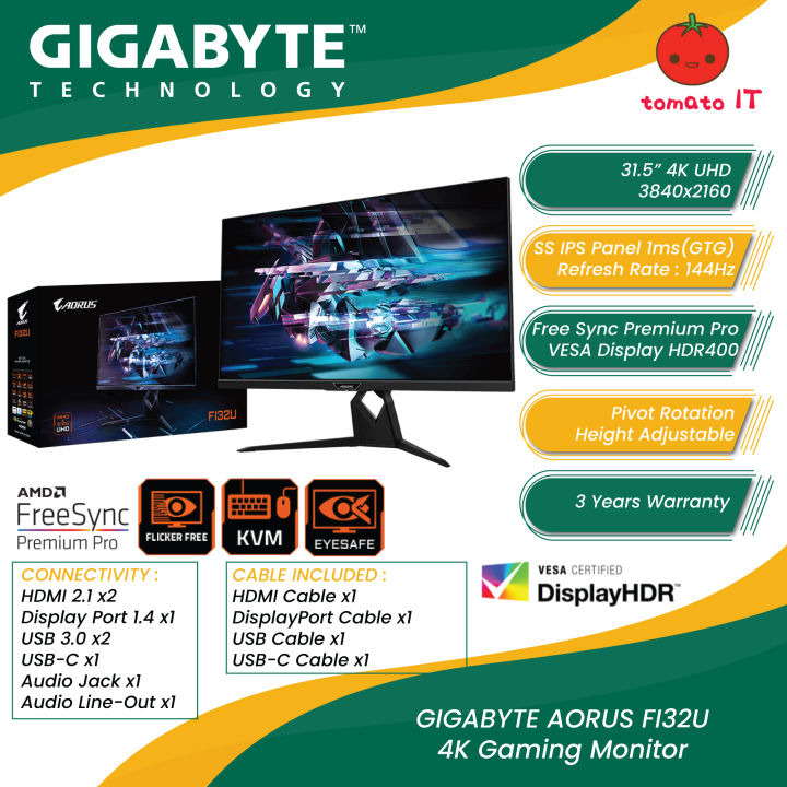 GIGABYTE AORUS FI32U 4K Gaming Monitor | Lazada