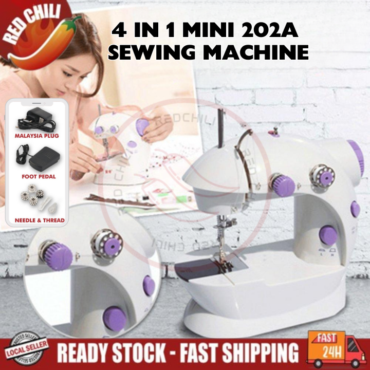 REDCHILI 4 in 1 ORIGINAL 202A Mini Portable Sewing Machine Home Mesin ...