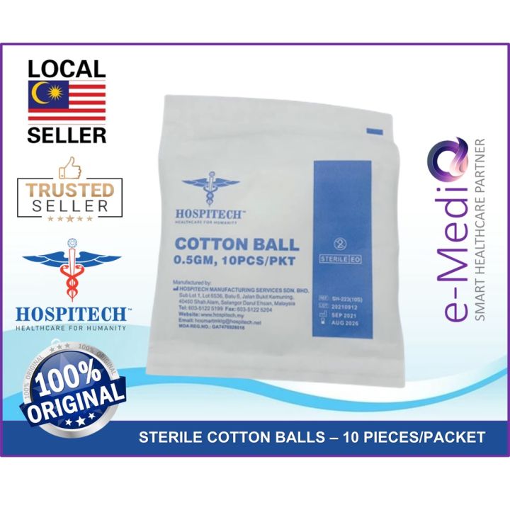 Cotton Ball by Hospitech 10pcs/Packet 0.5gm [Medical Grade] (Exp: Feb ...