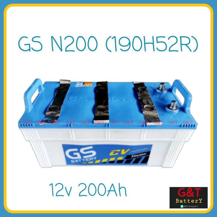 GS N200 (190H52) แบตเตอรี่รถยนต์ 200Ah แบตรถบรรทุก รถบัส รถทัวร์ ยีเอส | Lazada.co.th