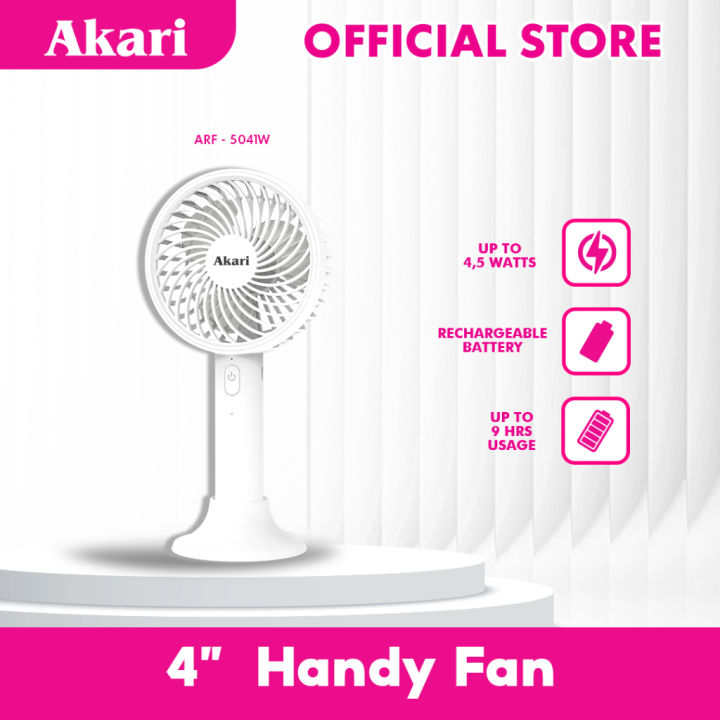 Akari 4" Handy Fan Rechargeable ARF-5041 | Lazada PH