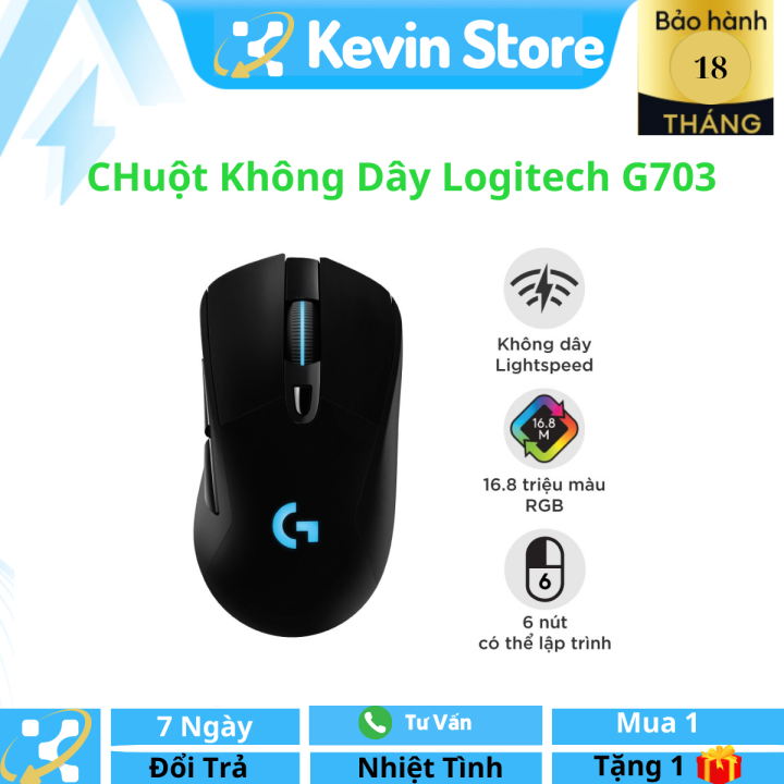 (HCM-FREESHIP) Chuột Không Dây Logitech G703 Wireless có Led - Pin sạc ...