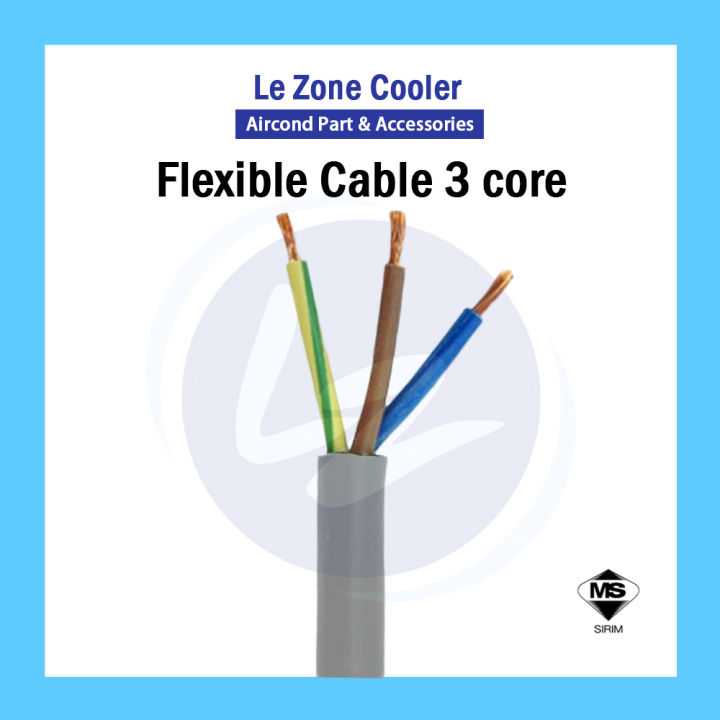 (1 meter) UMS Flexible Cable Fajar Flexible Cord Wire 3C 3 Core 1mm 1 ...