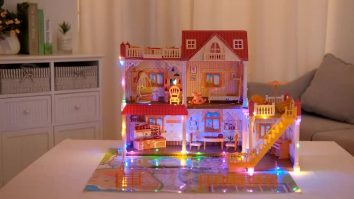 LZD CUTE STONE Doll House Dollhouse with Light, Dream Gift for Girls ...