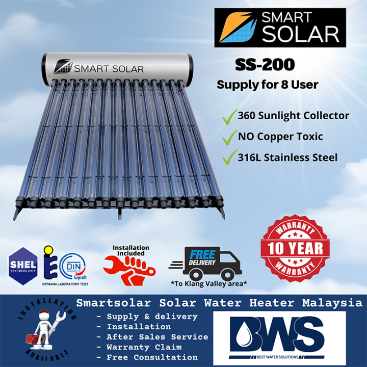 SMART SOLAR - SS200 Hybrid Solar Water Heating System | Lazada