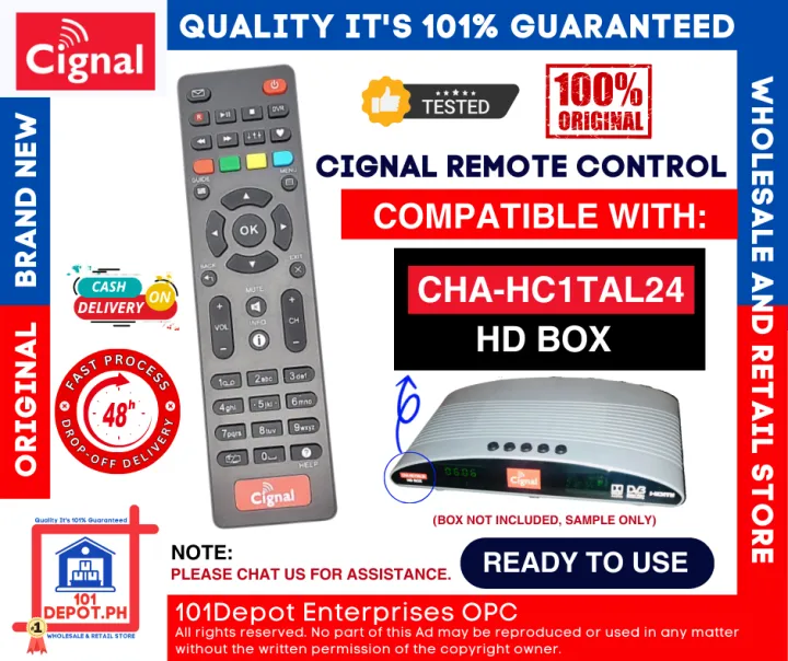 CIGNAL CHA-HC1TAL24 MODEL (MPEG-4 HYBRID HD + DIGITAL TV BOX) REMOTE ...