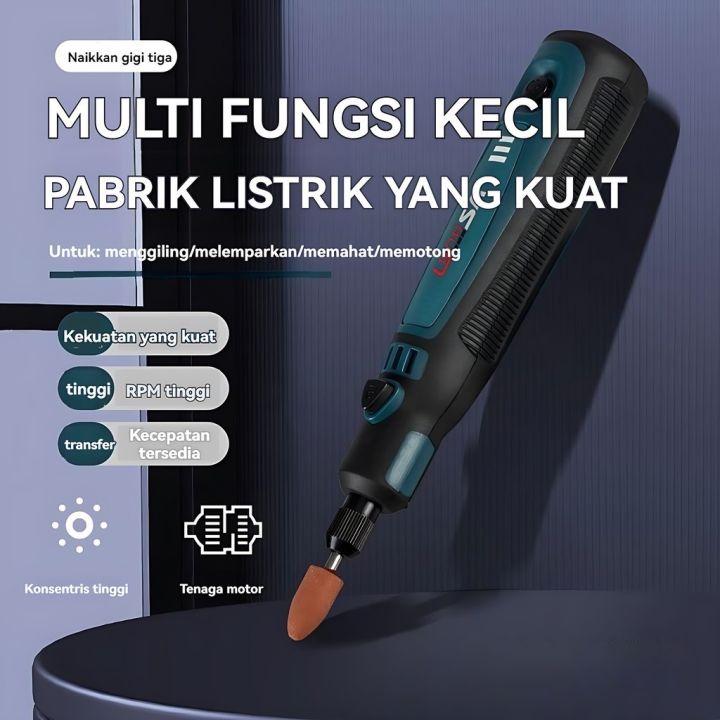 Bor Mini Grinder Set Tuner 3 Kecepatan USB 50 Aksesoris Cordless Mesin ...