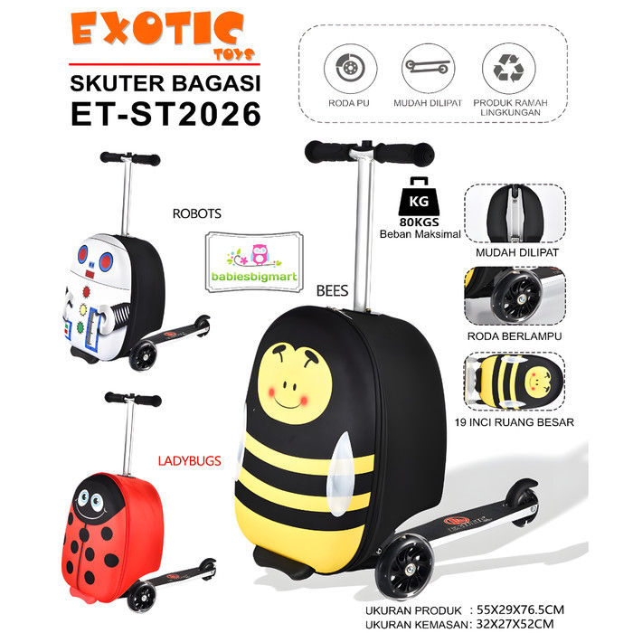 Scooter Anak Roda 3 ET ST 2026 Koper Bagasi Skuter Otoped Karakter Tas ...