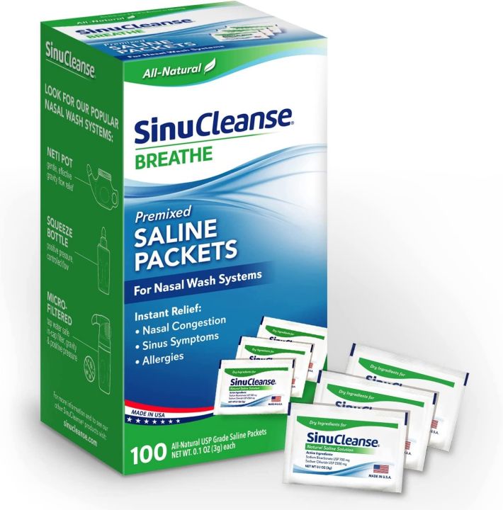 All-Natural SinuCleanse Breathe Premixed Saline Packets For Nasal Wash ...