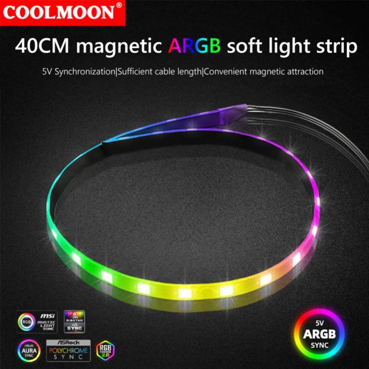 COOLMOON CM-LS40 5V ARGB Chassis Light Strip SATA 3PIN Desktop Computer ...