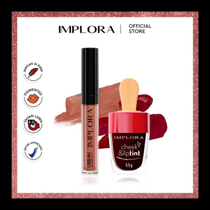 PAKET OMBRE IMPLORA COSMETICS LIPCREAM + LIPTINT | Lip tint | lip cream ...