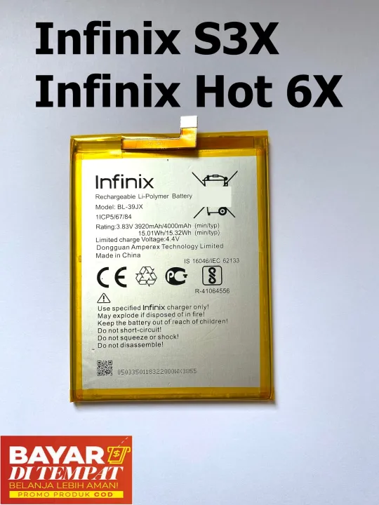 Baterai INFINIX S3X / X622 / BL-39JX - BL39JX - BARU Baterai Batrai Batre Battre Batery Battery ...