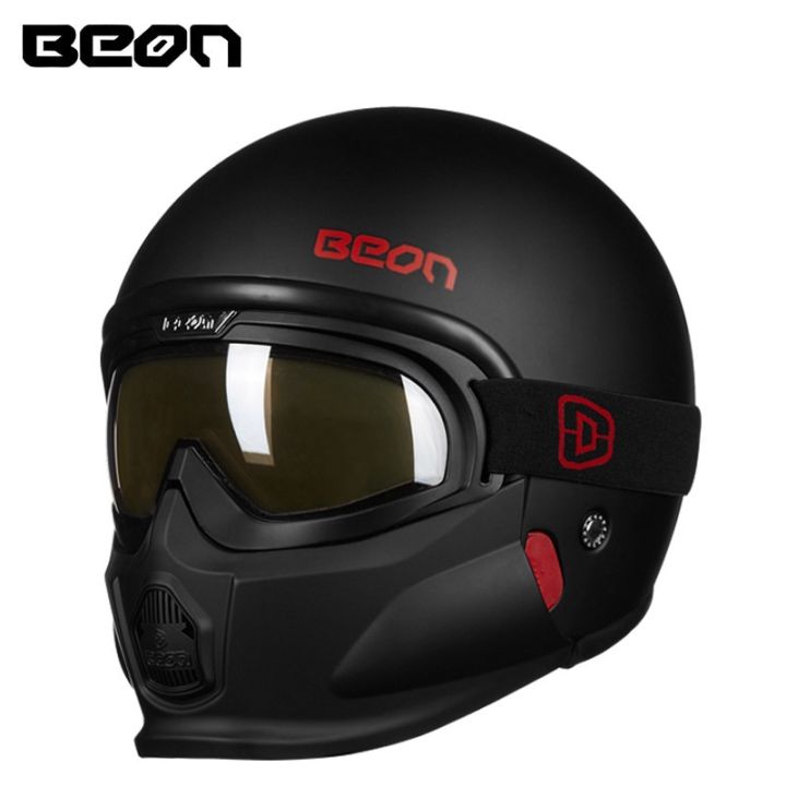 BEON Vintage Modular Motorcycle Helmet Men Women Retro 3/4 Open Face ...