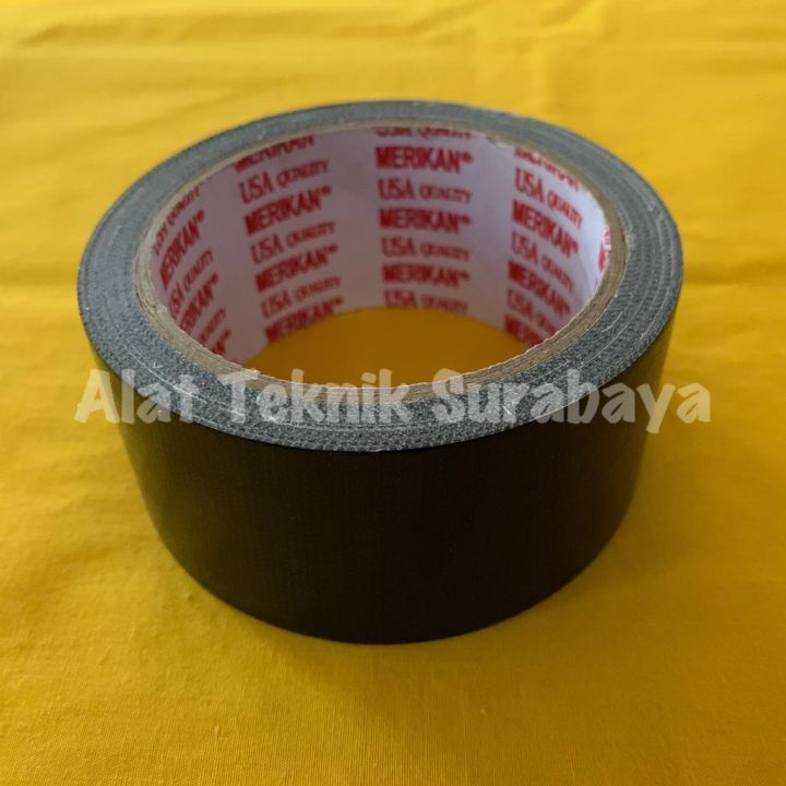 ISOLASI LAKBAN HITAM MERIKAN 10 M METER BESAR PLAKBAN SOLASI KAIN CLOTH ...
