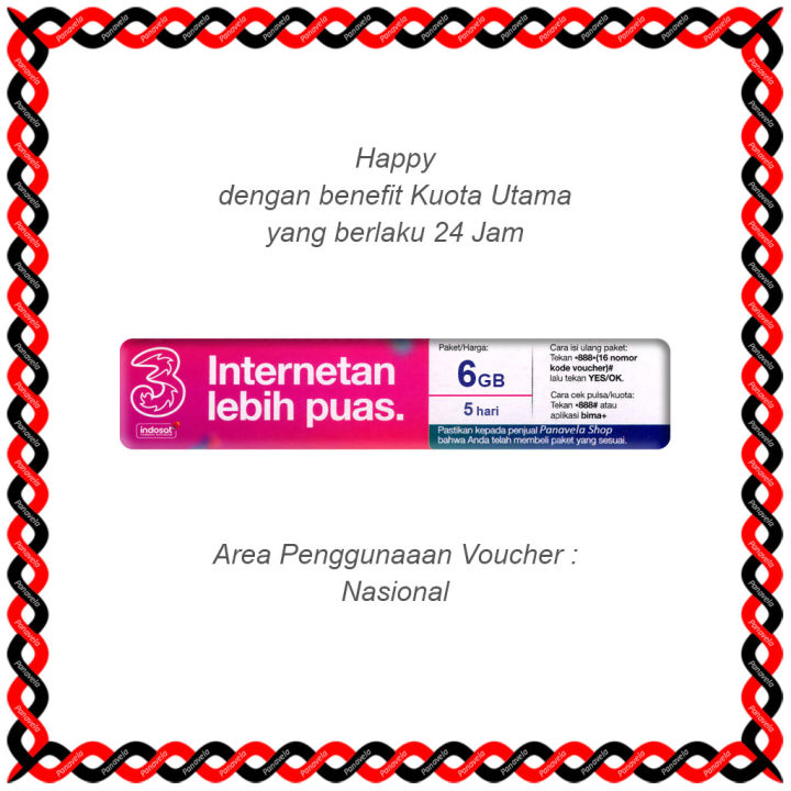 Voucher Tri Happy Kuota 6GB 5 Hari | Berlaku Nasional | Lazada Indonesia