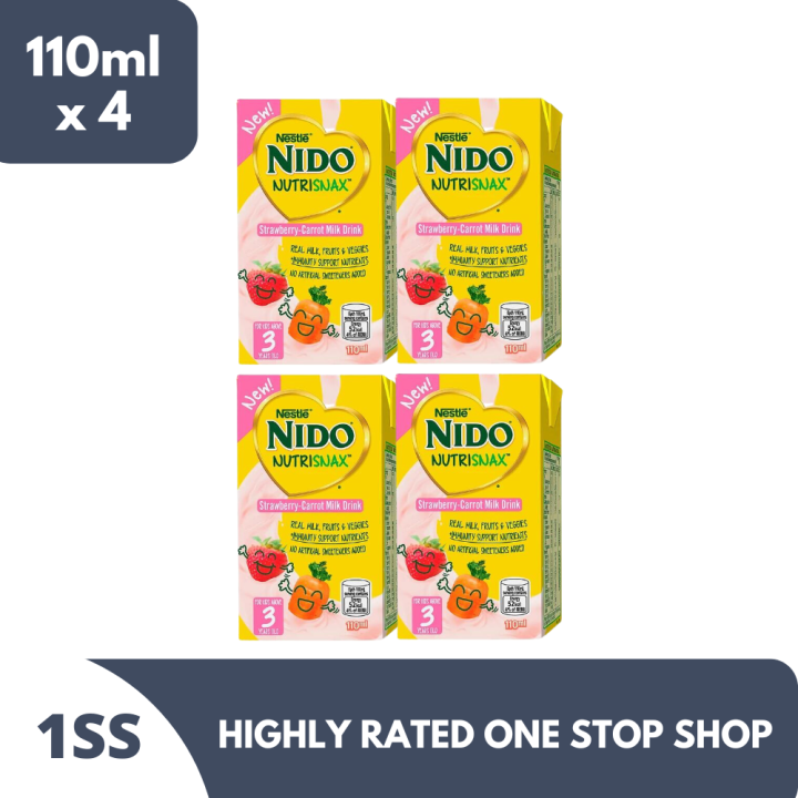 Nido Nutrisnax, Strawberry Carrot 110ml x 4 (Exp Apr 30, 2024) | Lazada PH
