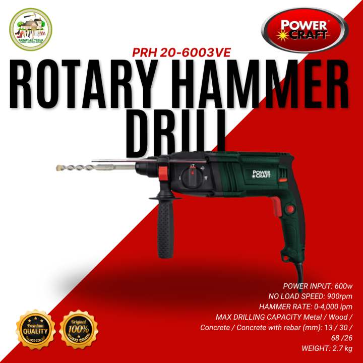 POWERCRAFT ROTARY HAMMER DRILL PRH 20-600 3VE | Lazada PH