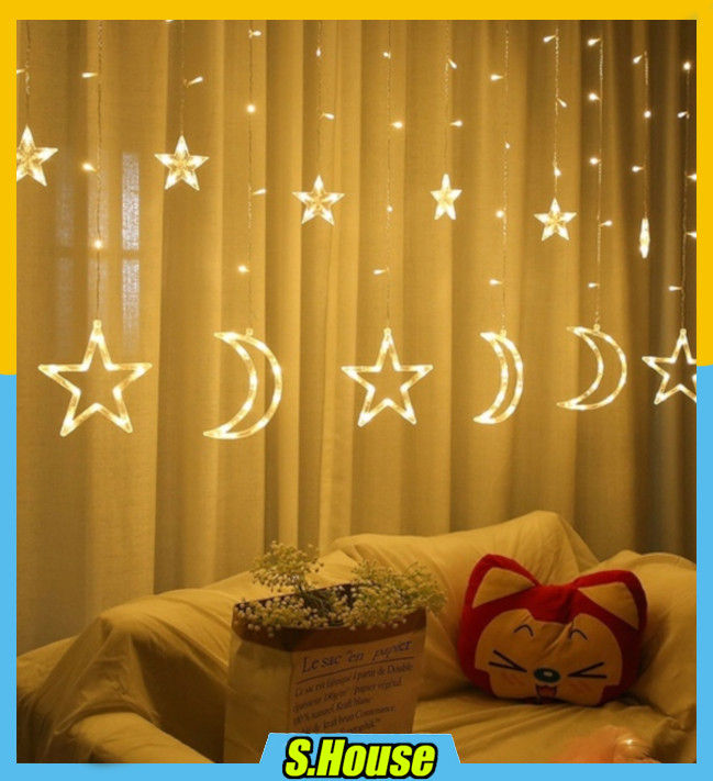 2.5M 6 Large Moon 6 Small Star LED Deco Light Wedding Raya X’mas Lampu ...