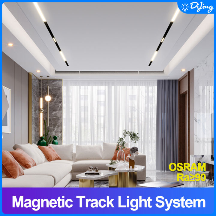 LED Magnetic Track Light DC48V Recessed Rails System Black Lighting ...