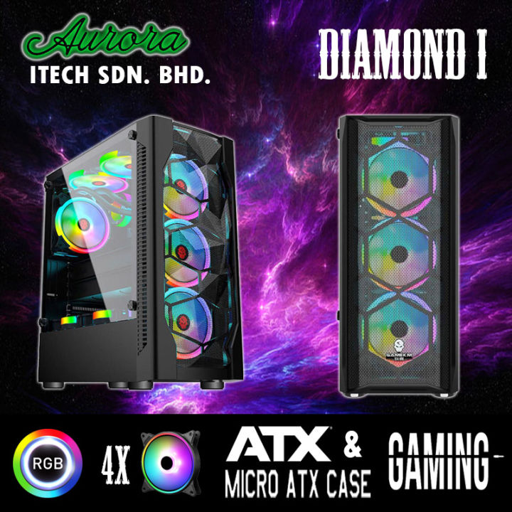( GAMING DIY CASING ) ATX GAMING CASING PC DIAMOND 1 WITH RGB / ARGB ...