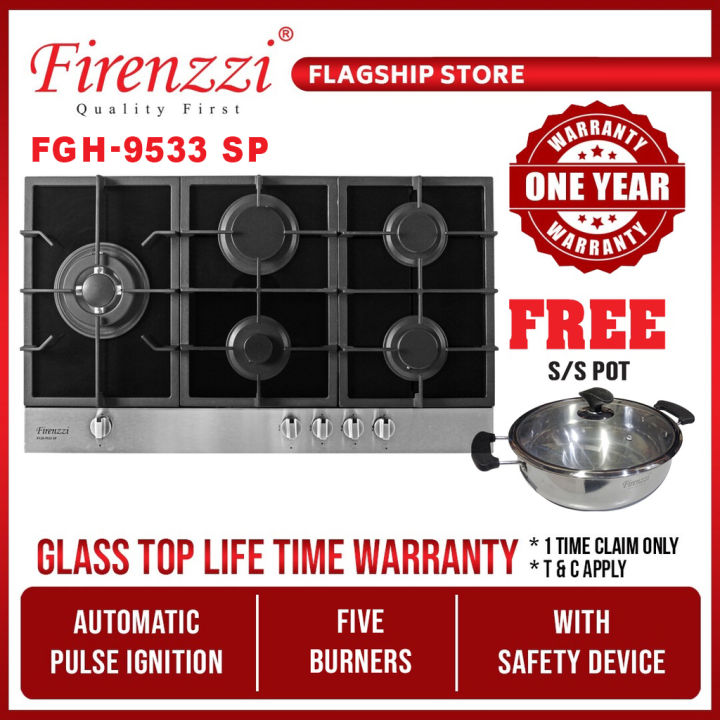 Firenzzi Italian Designer 5 Burners Built-in Gas Hob FREE Stainless ...