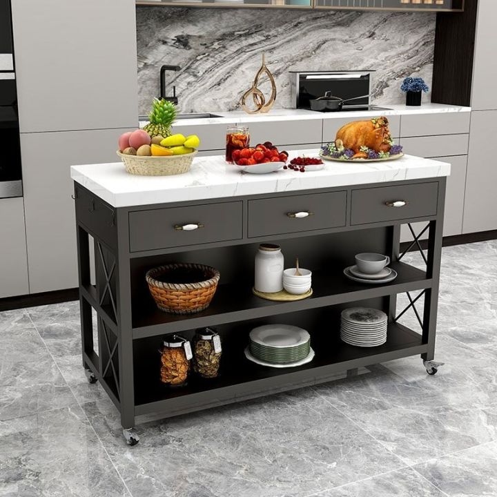 Nordic luxury open marble kitchen in the island table sideboard movable ...