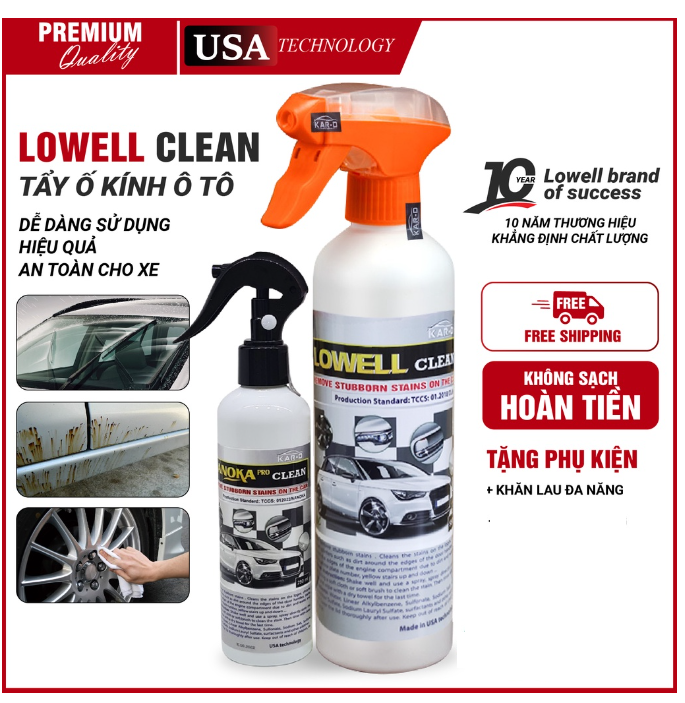 Tẩy ố kính NANOKA (Lowell Clean cũ) 250ML, 550ML, Tẩy ố mốc kính, cặn ...