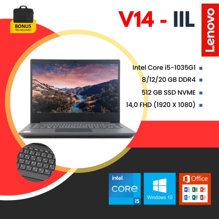 LAPTOP DESIGN GAMING LENOVO V14 IIL CORE i5-1035G1 20GB SSD 512GB 14 INCH FHD WINDOWS 10 64 BIT ...