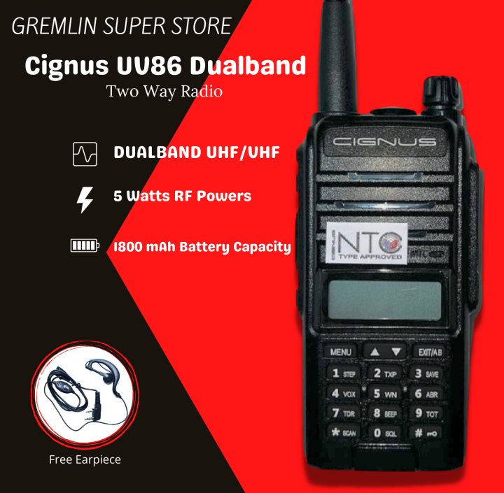 Cignus UV86 Dualband Portable Two Way Radio Walkie Talkie with Earpiece ...
