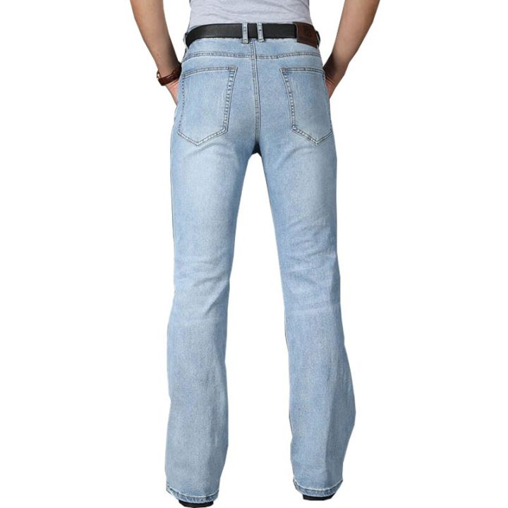 Mens Big Flared Jeans Boot Cut Leg High Waist Denim Jeans Slim-Fit ...