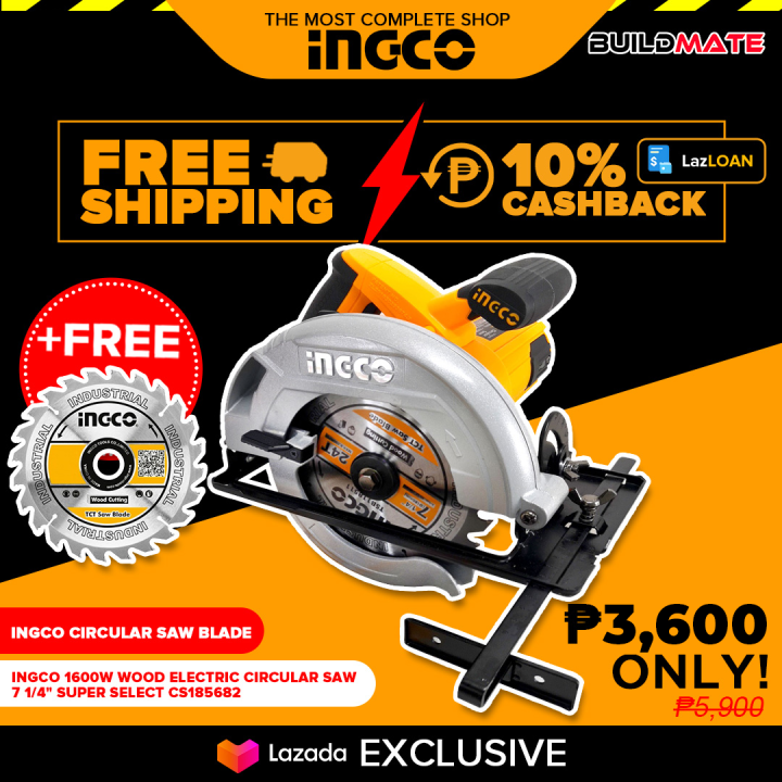 BUILDMATE Ingco Circular Saw 7-1/4" 1400W / 1600W Wood Cutting Power ...