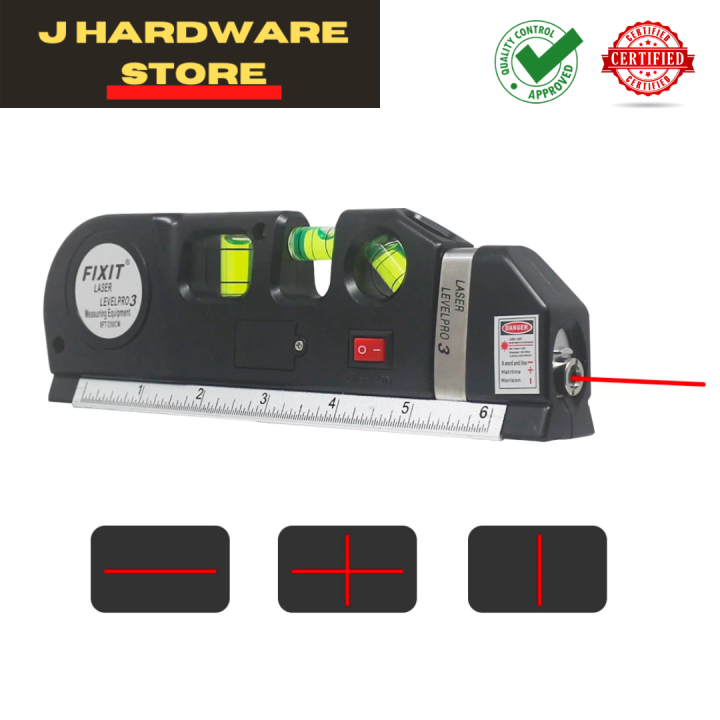 Level Pro laser ruler 3 8FT Cross Line Laser 2.5m Ruler Measure ...