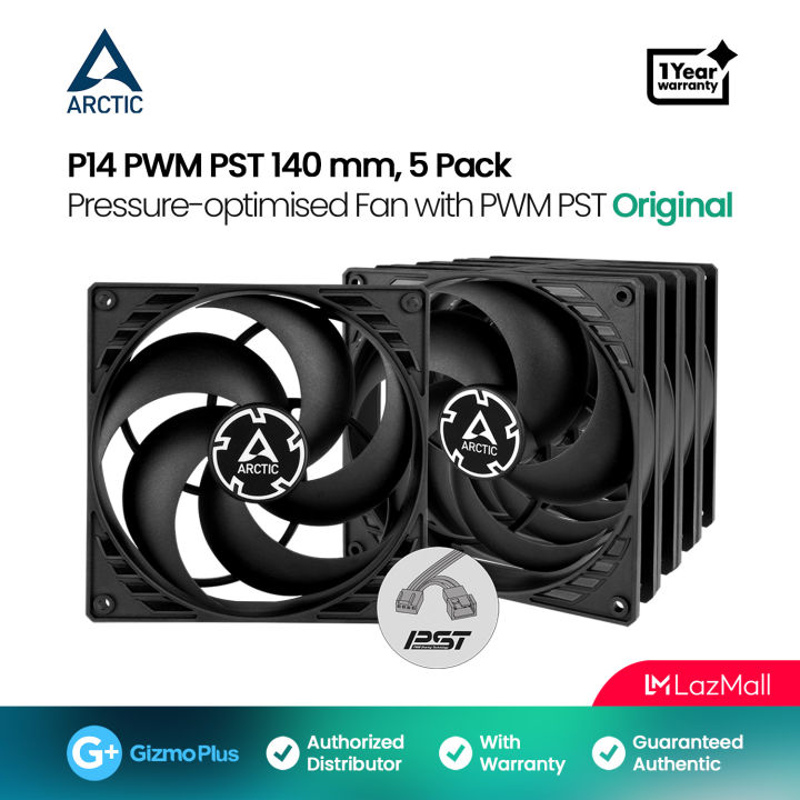 Arctic P14 PWM PST Value Pack Set of 5 140mm CPU Cooling Case Fans ...